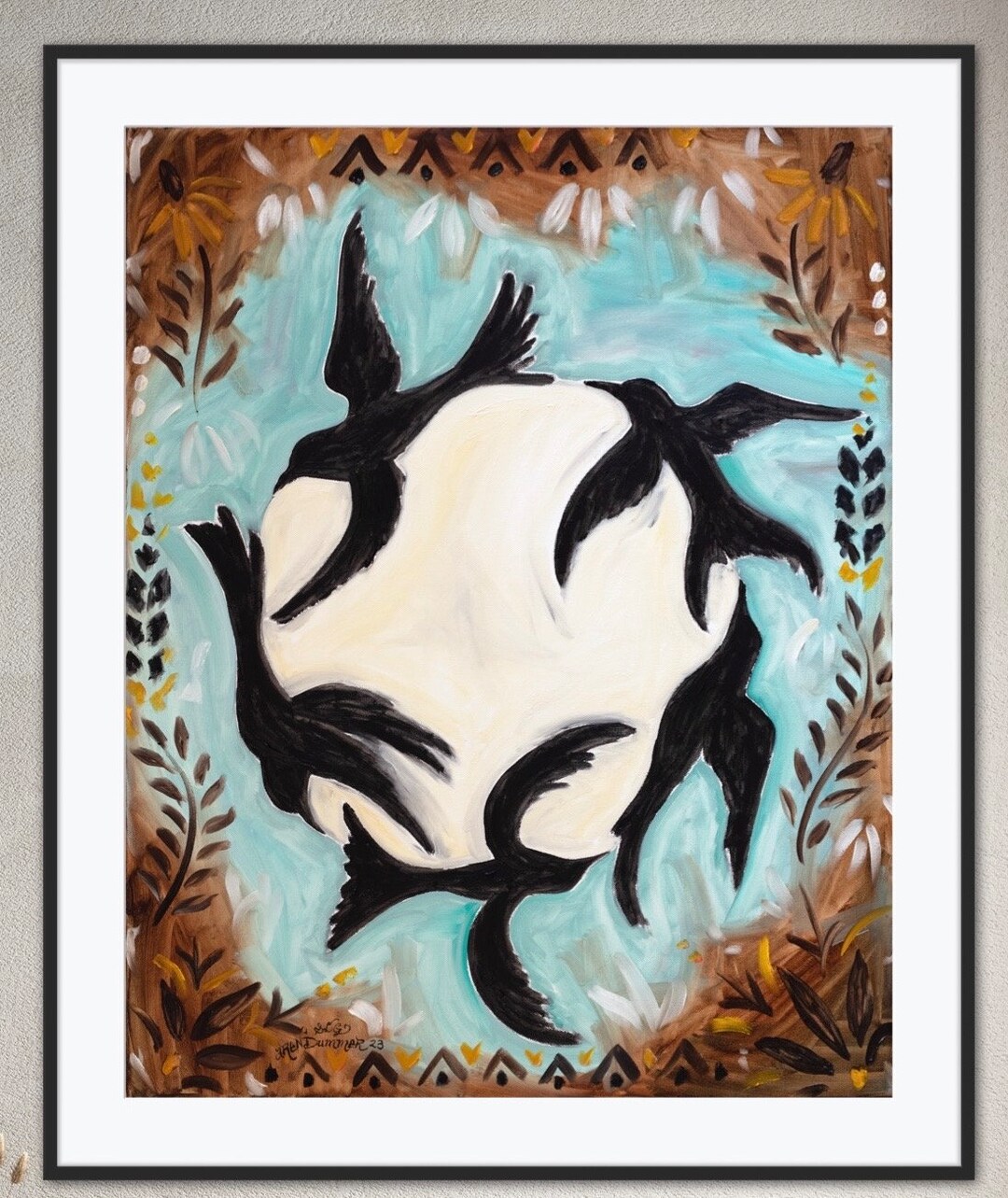 Circle of Crows Giclée Fine Art Print of Original Oil Painting Abstract ...
