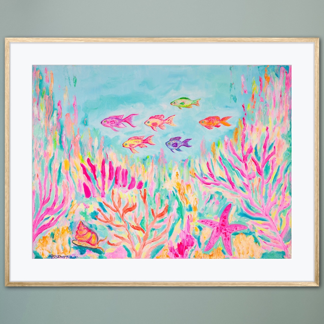 Neon Reef Giclée Fine Art Print of Original Oil Painting Whimsical ...
