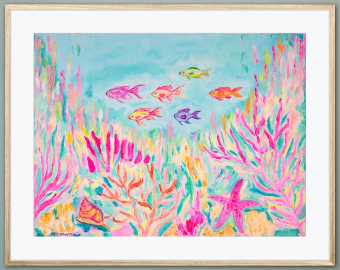 Neon Reef Giclée Fine Art Print of Original Oil Painting Whimsical ...