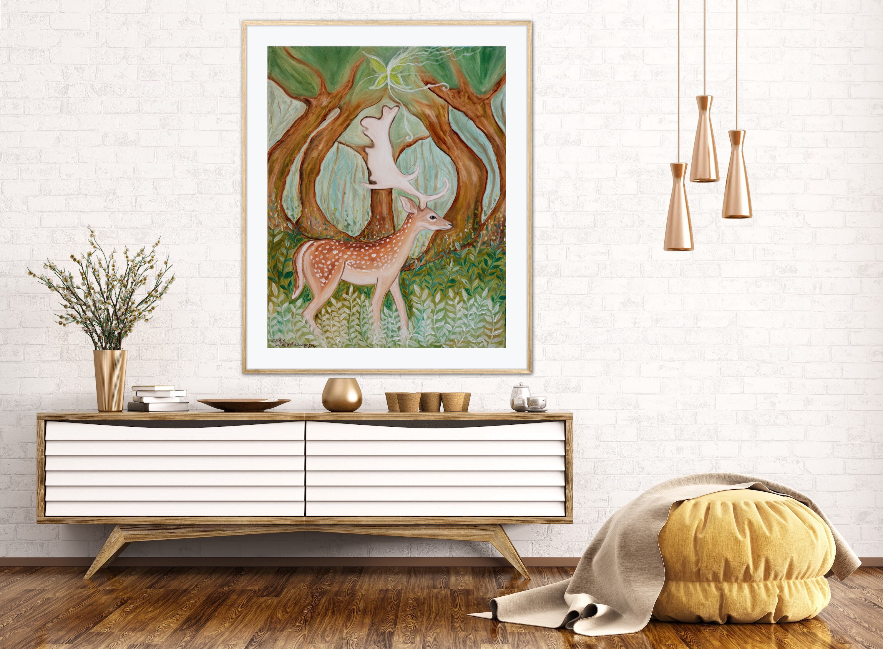 Fallow Deer Giclée Fine Art Print Oil Painting Abstract Whimsical ...