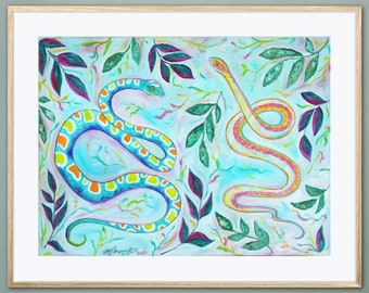 Whimsical Snake Art - Etsy