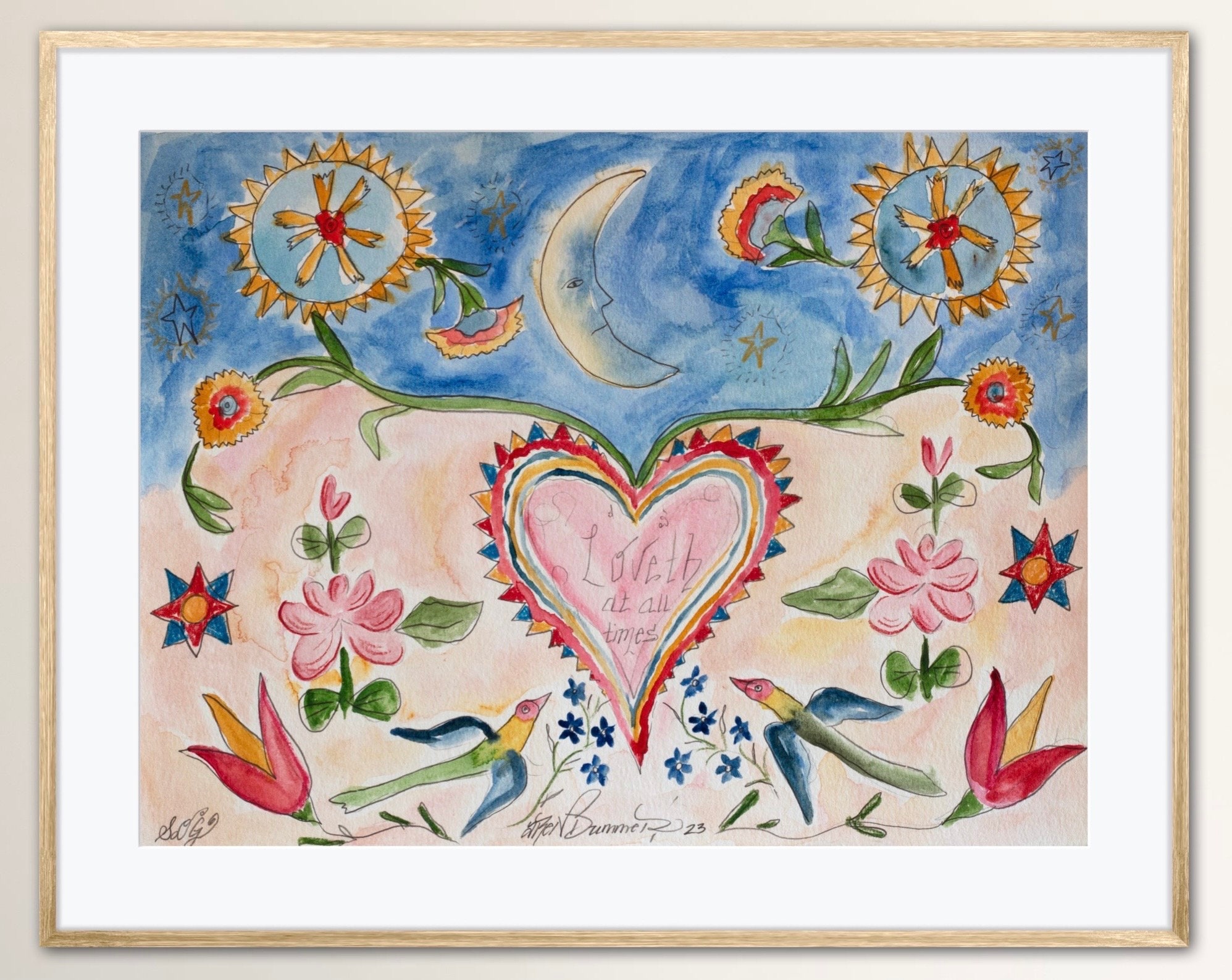 Loveth at All Times Fraktur Folk Art Giclée Art Print of Original ...