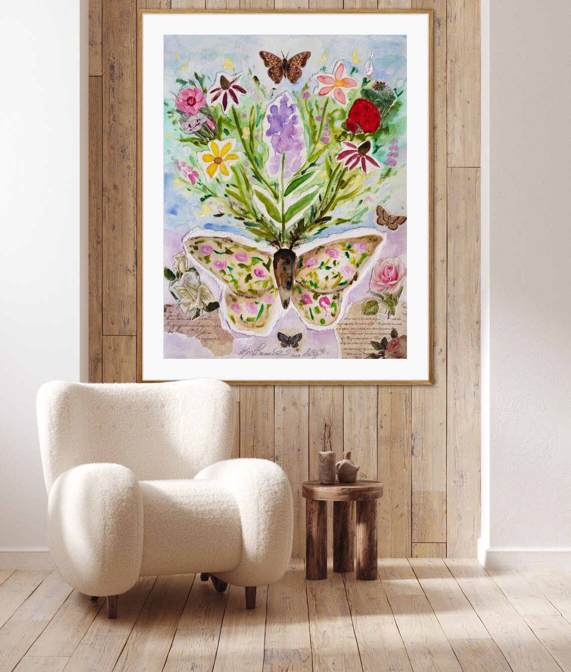 Butterfly Collage Giclée Fine Art Print Mixed Media Watercolor Painting ...
