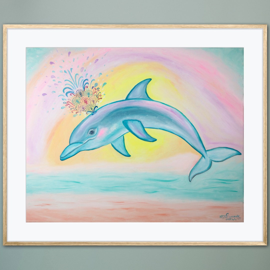 Dolphin Light Giclée Fine Art Print of Oil Painting Whimsical Nature ...