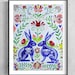 Scandinavian Rabbits Giclée Fine Folk Art Print of Original - Etsy
