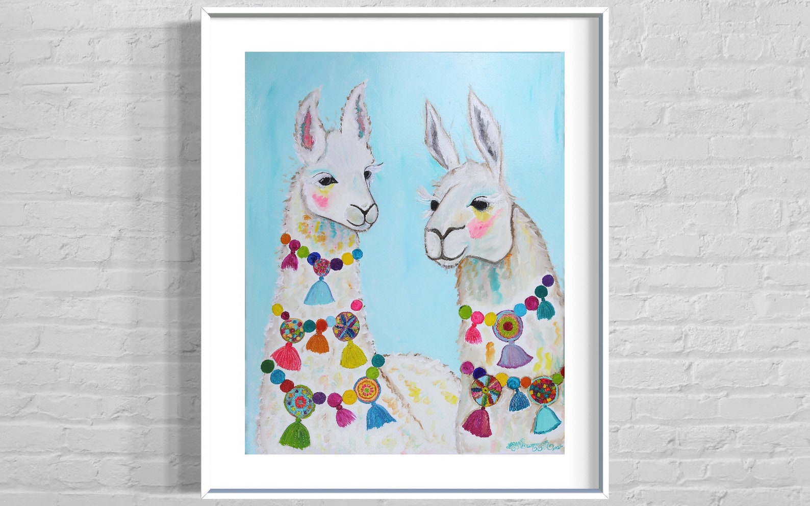 Llama Lashes, Tassels and Pompoms Giclée Fine Art Print of Original Oil ...