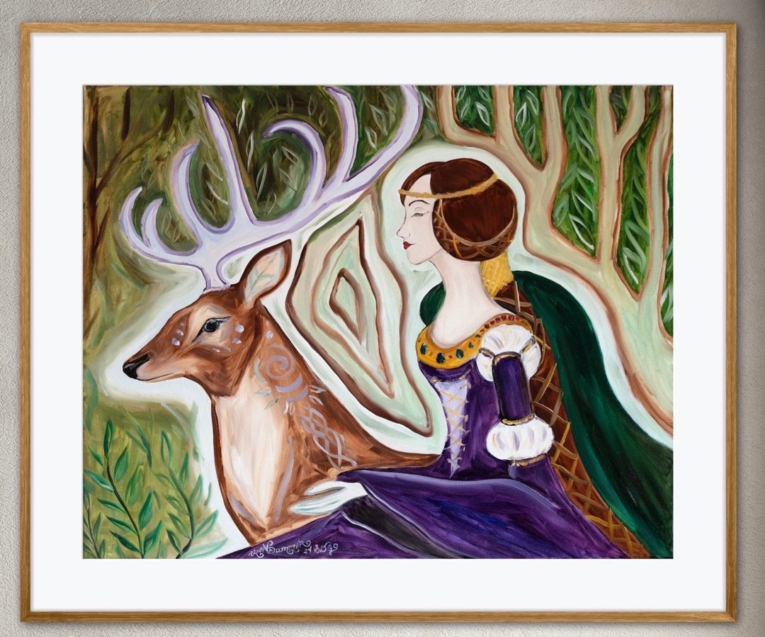 Maiden Amongst Elven Forest Giclée Fine Art Print Oil Painting Colorful ...