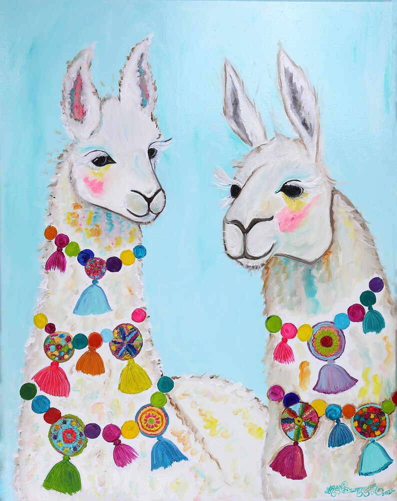 Llama Lashes Tassels and Pompoms Giclée Fine Art Print of - Etsy
