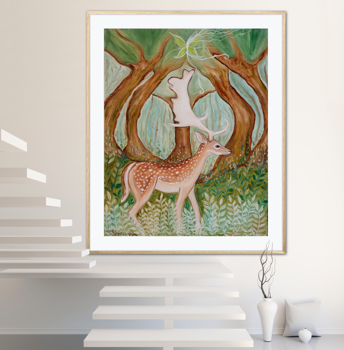 Fallow Deer Giclée Fine Art Print Oil Painting Abstract Whimsical ...
