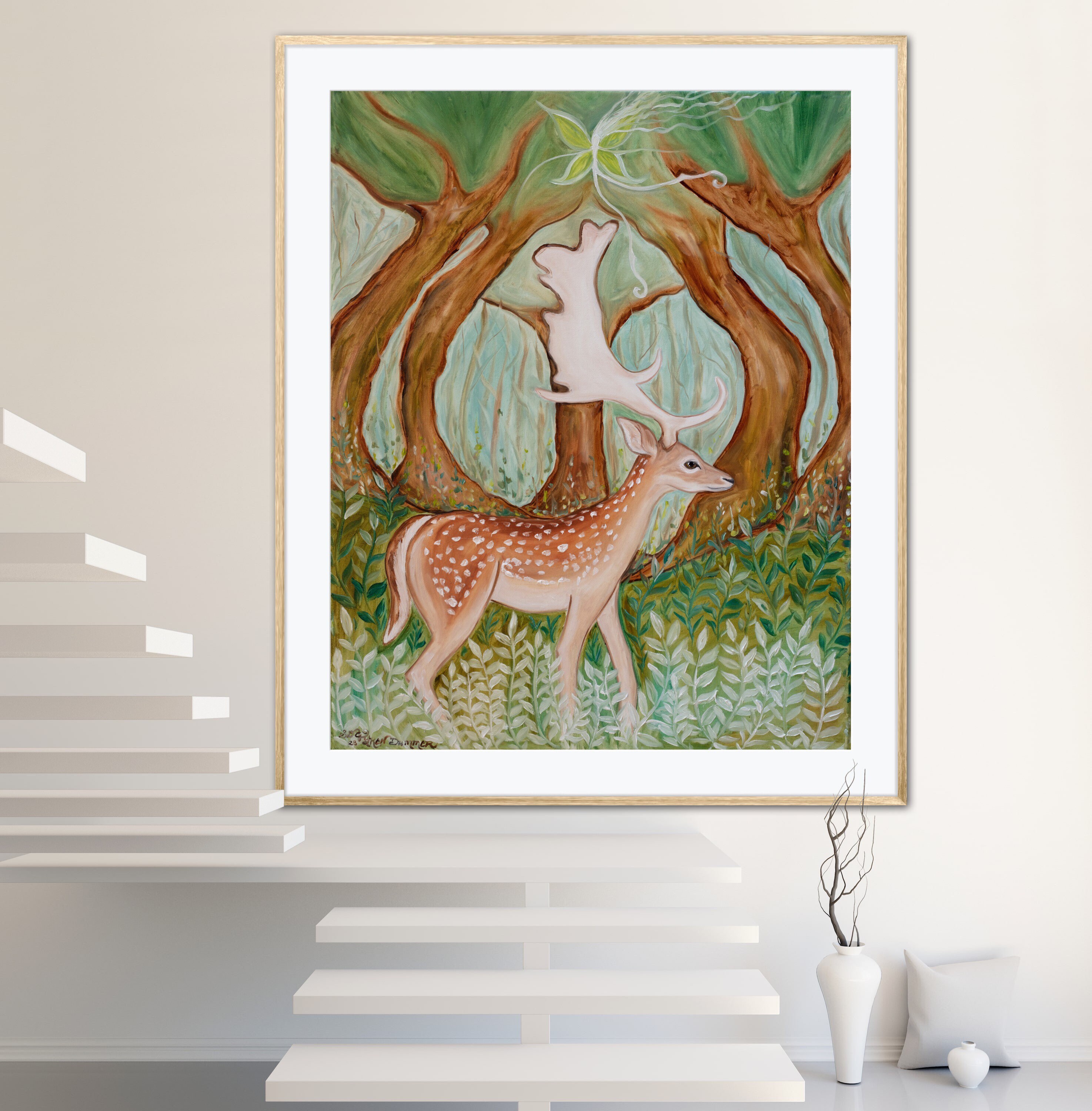 Fallow Deer Giclée Fine Art Print Oil Painting Abstract Whimsical ...