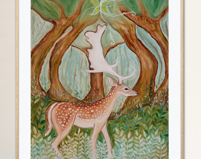 Fallow Deer Giclée Fine Art Print Oil Painting Abstract Whimsical ...