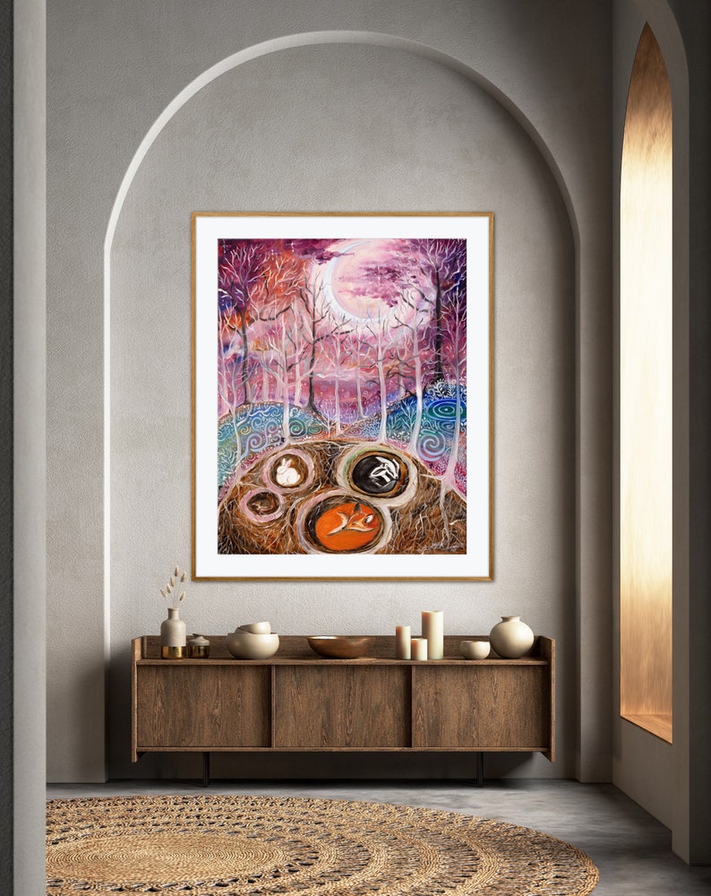 Cozy Burrows Giclée Fine Art Print Oil Painting Whimsical Colorful ...