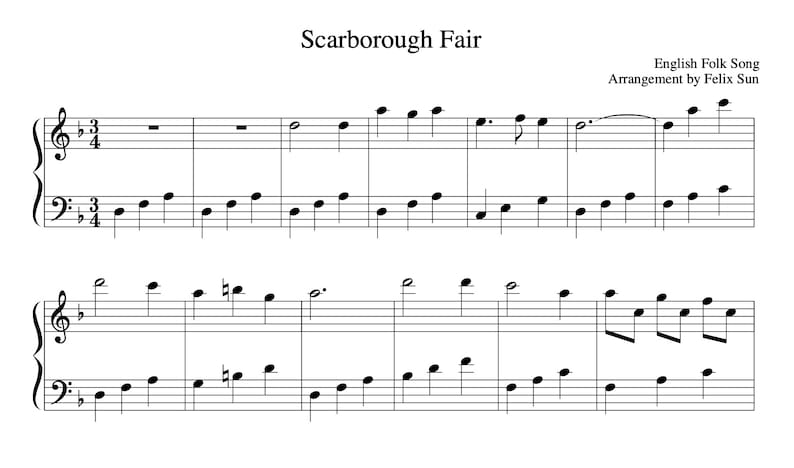Scarborough Fair (piano Sheet Music) - Beautiful Easy Arrangement ...