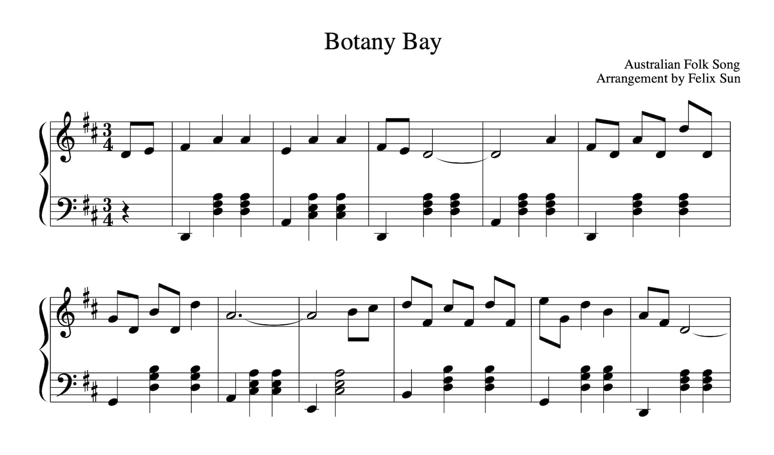 Botany Bay - Piano Sheet Music - Australian Folk Song - Beautiful Easy ...