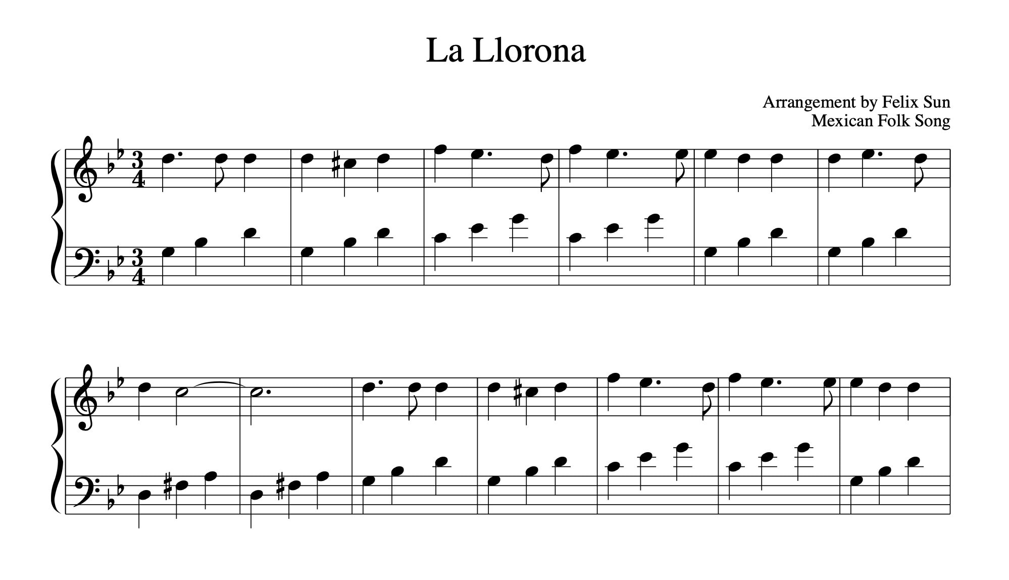 La Llorona (sheet Music) - Beautiful Piano Solo - Mexican Folk Song ...