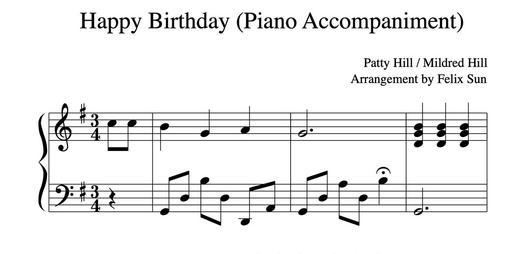 Happy Birthday (piano Accompaniment Arrangement) - Piano Sheet Music ...