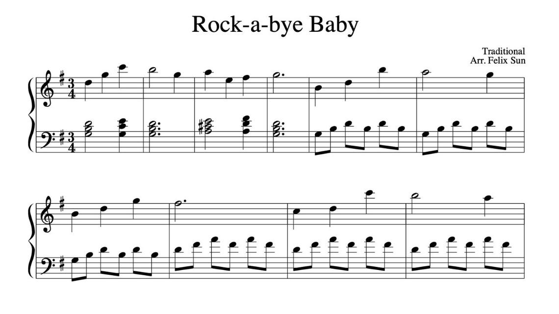 Rock-a-bye Baby (piano Sheet Music) - Beautiful Easy Arrangement ...