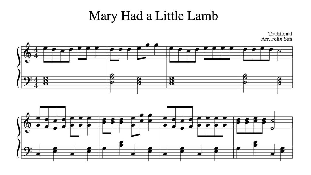 Mary Had a Little Lamb (piano Sheet Music) - Beautiful Easy Piano Solo ...