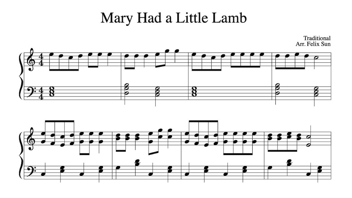 Mary Had a Little Lamb (piano Sheet Music) - Beautiful Easy Piano Solo ...