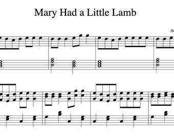 Mary Had a Little Lamb- Piano Easy Sheet - Etsy