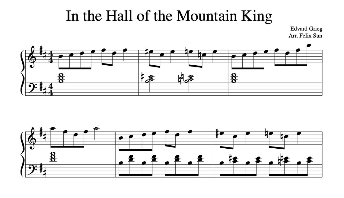 In the Hall of the Mountain King (edvard Grieg) - Piano Sheet Music ...