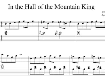 In the Hall of the Mountain King Sheet Music Full Piano Arrangement by Edvard Grieg Digital ...