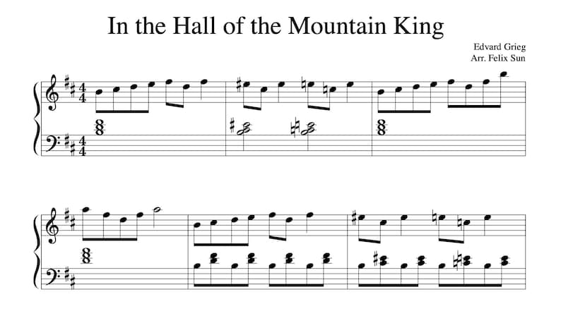 In the Hall of the Mountain King (edvard Grieg) - Piano Sheet Music ...
