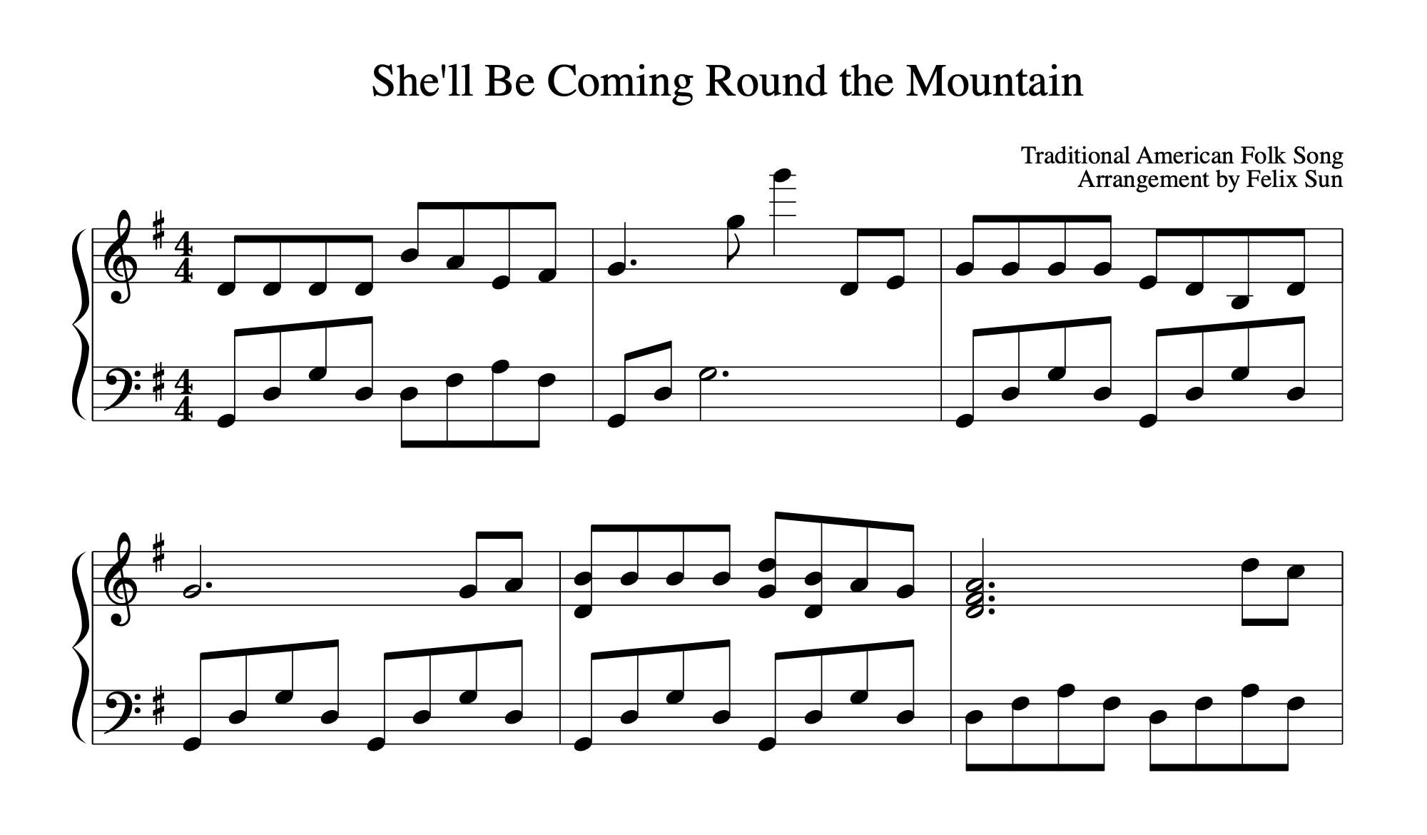 She'll Be Coming Round the Mountain (beautiful Piano Solo) - Sheet ...