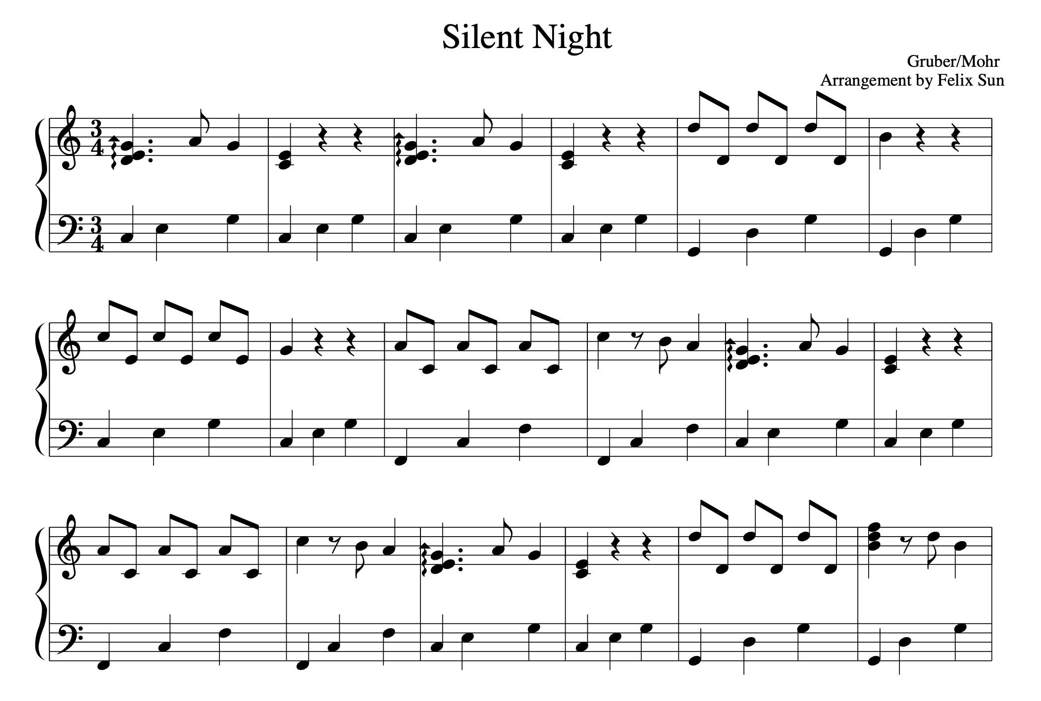 Silent Night Piano Sheet Music Beautiful Christmas Piano Digital