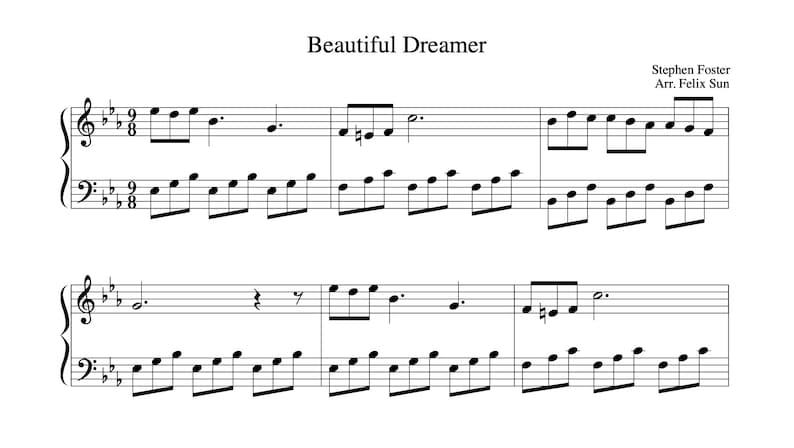 Beautiful Dreamer (piano Sheet Music) – Stephen Foster | Beautiful Easy ...