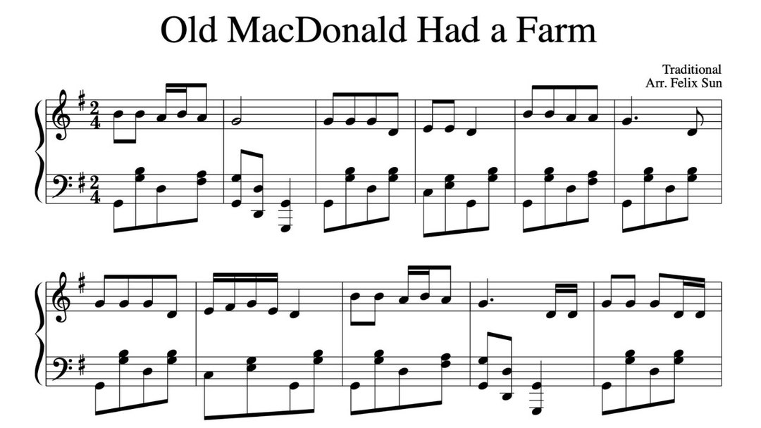 Old Macdonald Had a Farm piano Sheet Music Digital Download - Etsy