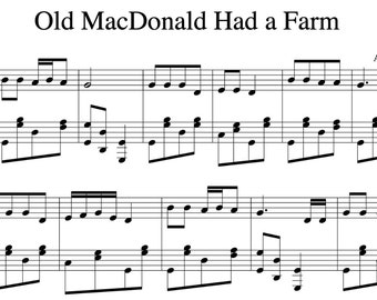 Old Macdonald Had A Farm Easy Piano Sheet Music, Digital Downloadable ...