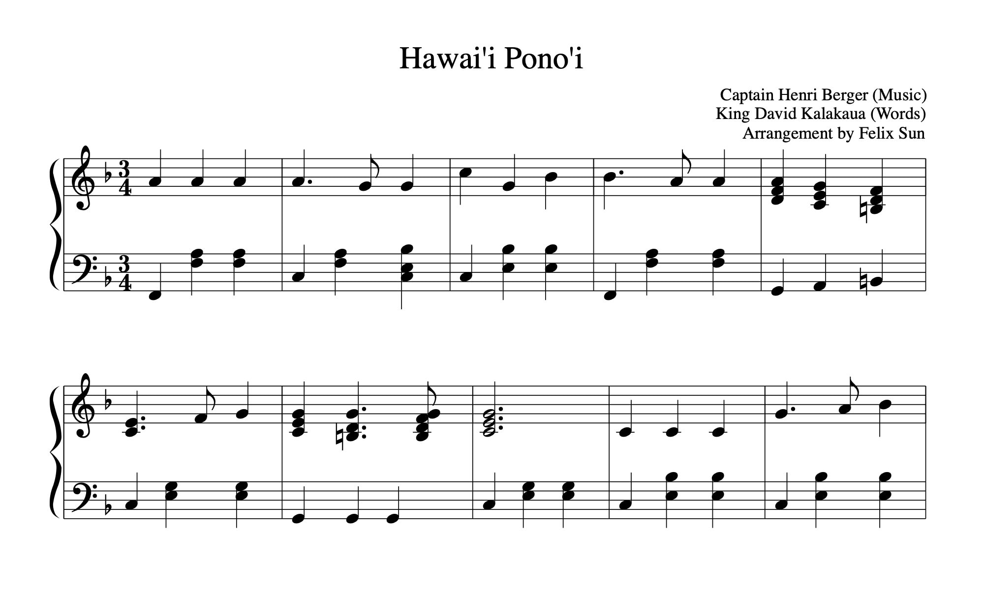 Hawaii Ponoi (piano Sheet Music) - Hawaii State Anthem | Digital ...