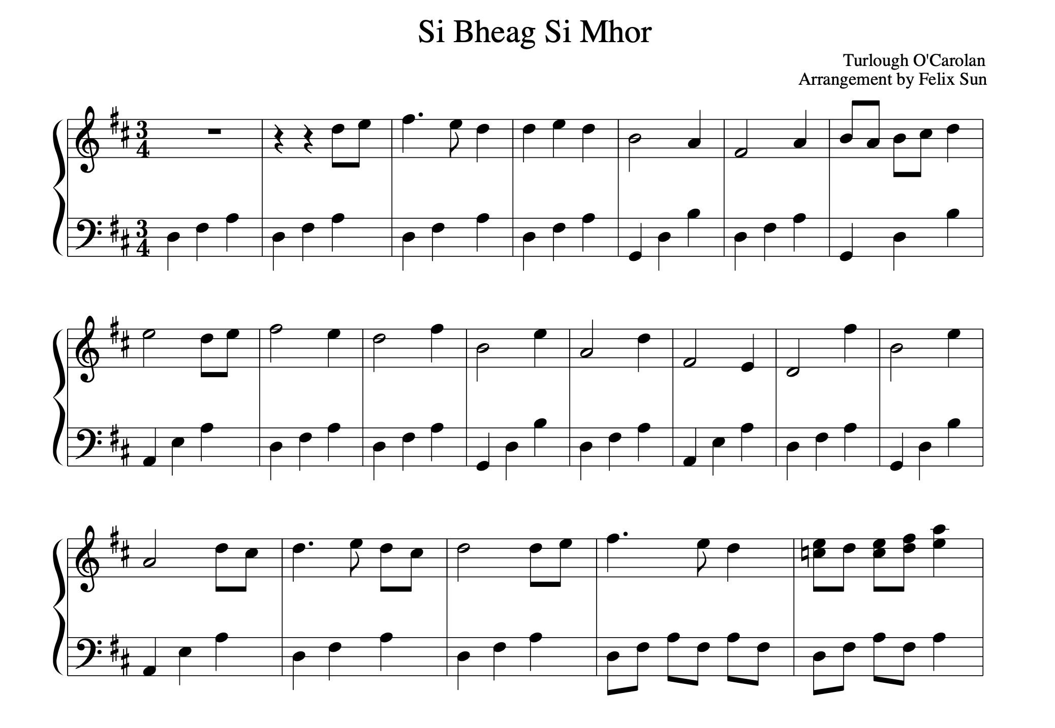 Si Bheag Si Mhor (piano Sheet Music) | Beautiful Irish Folk Song ...