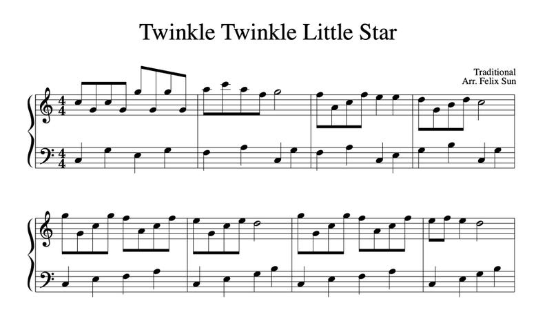 Twinkle Twinkle Little Star (beautiful Easy Piano Solo) - Sheet Music ...