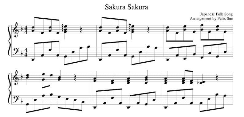 Sakura Sakura - Piano Sheet Music | Traditional Japanese Folk Song ...