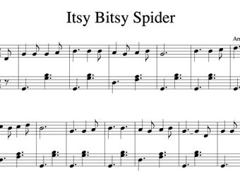Itsy Bitsy Spider Easy Piano Sheet Music (digital Download), Kids ...