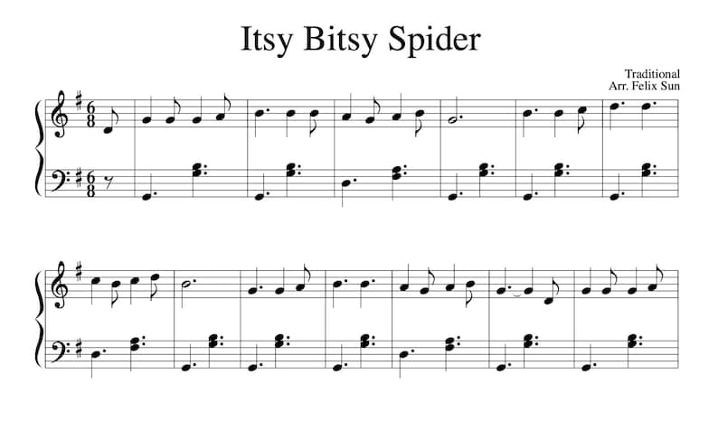 Itsy Bitsy Spider (piano Sheet Music) | Digital Download - Etsy