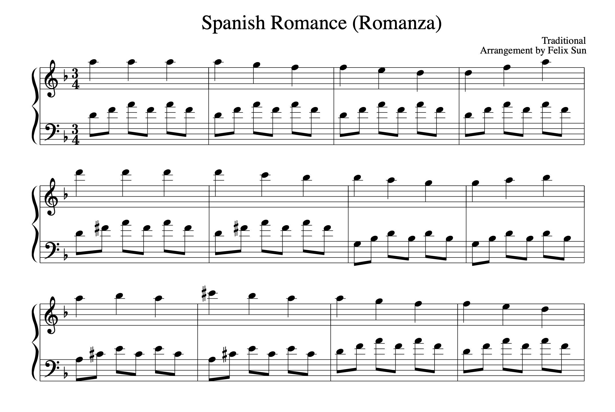 Spanish Romance | Beautiful Easy Piano Sheet Music for Beginners ...