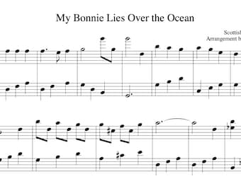 My Bonnie Lies Over the Ocean Easy Piano Sheet Music, Digital ...