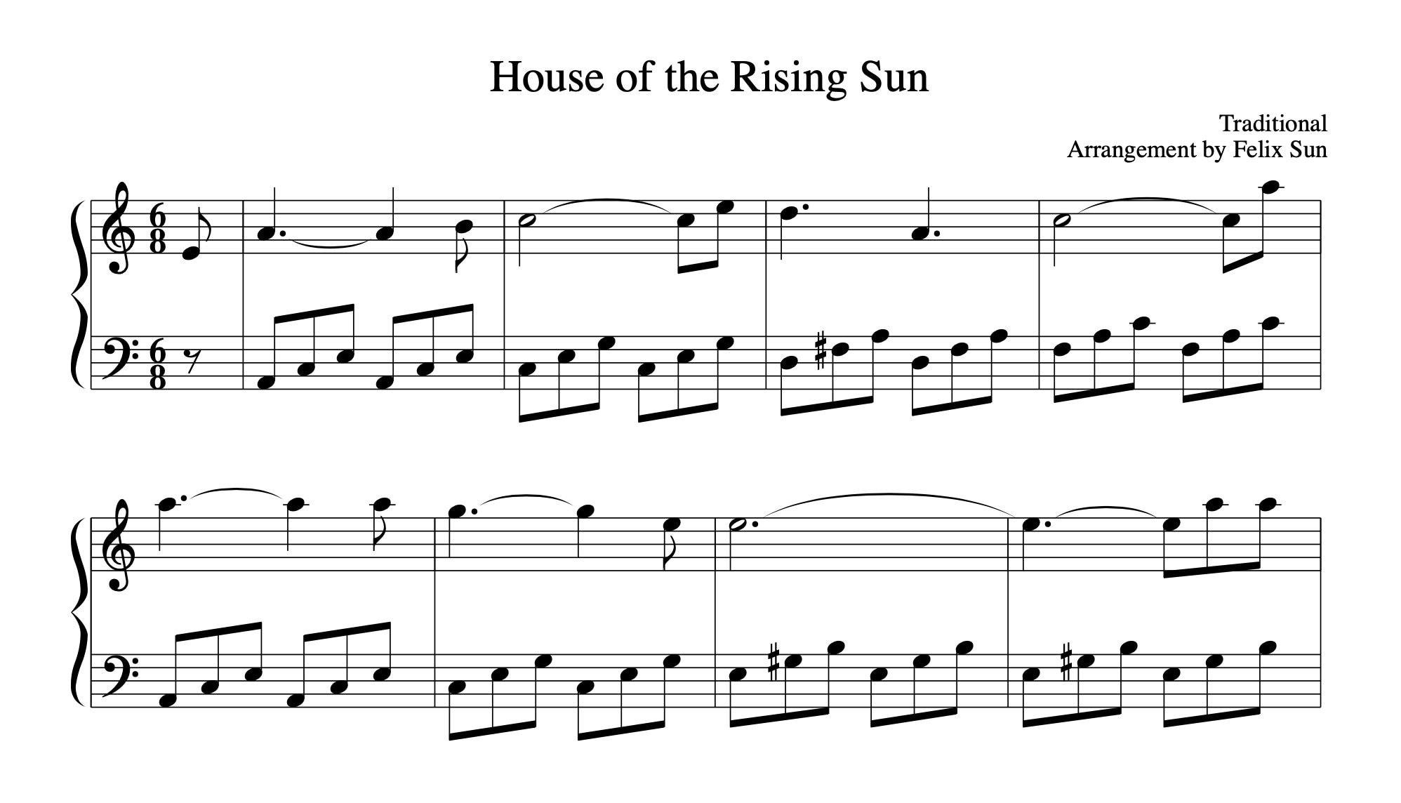 House of the Rising Sun (piano Sheet Music) - Beautiful Easy ...
