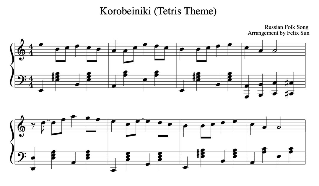 Tetris Theme piano Sheet Music Aka Korobeiniki Digital Download - Etsy