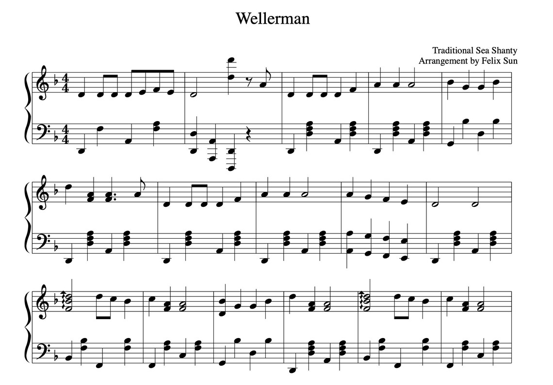 Wellerman (piano Solo - Sea Shanty) | Piano Sheet Music - Digital ...