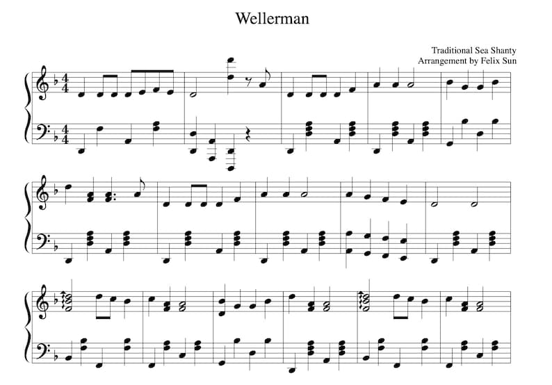 Wellerman (piano Solo - Sea Shanty) | Piano Sheet Music - Digital ...