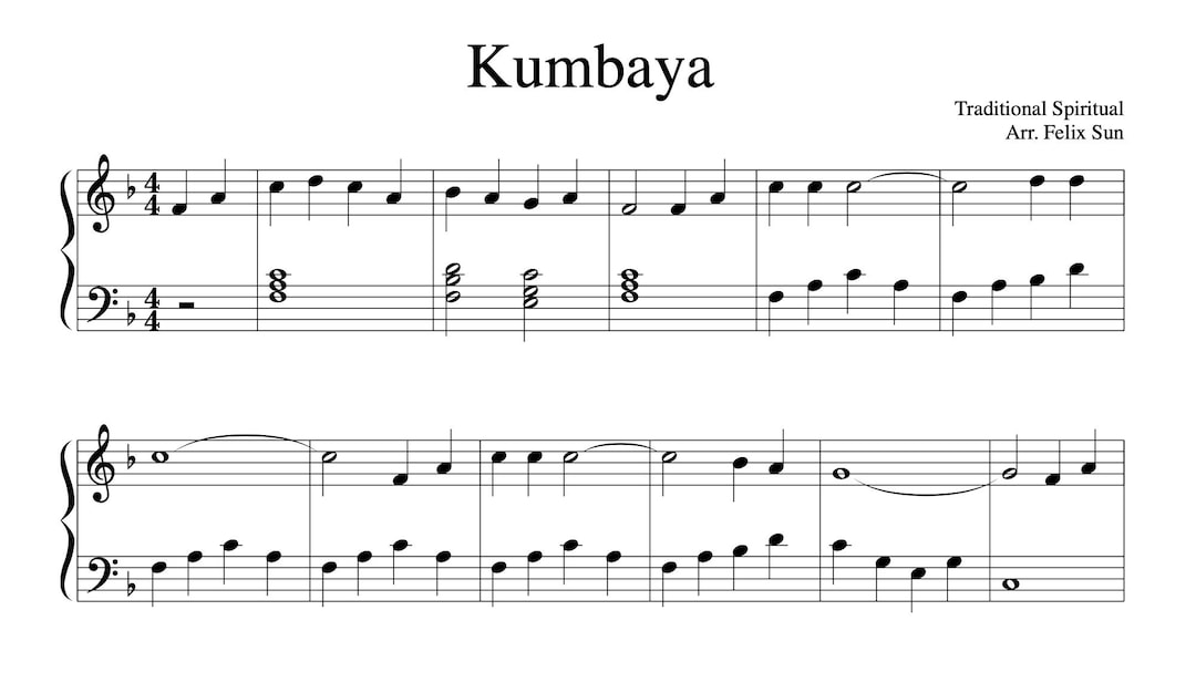 Kumbaya (piano Sheet Music) - Beautiful Easy Piano Solo | Digital ...