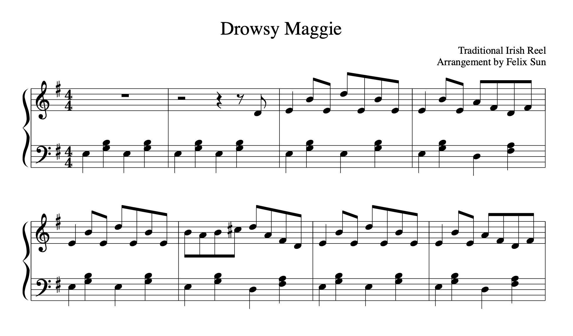 Drowsy Maggie (piano Sheet Music) | Traditional Irish Reel - Fun and ...