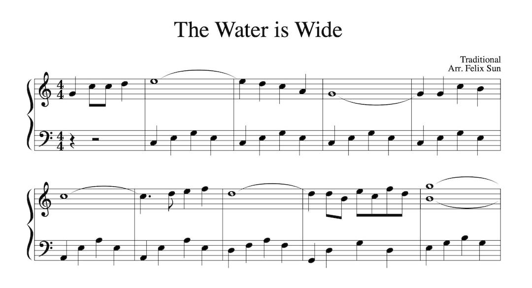 The Water is Wide (piano Sheet Music) - Beautiful Easy Piano Solo ...