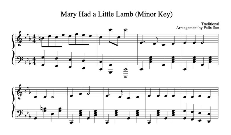 Mary Had a Little Lamb (beautiful MINOR KEY Piano Arrangement) - Piano ...