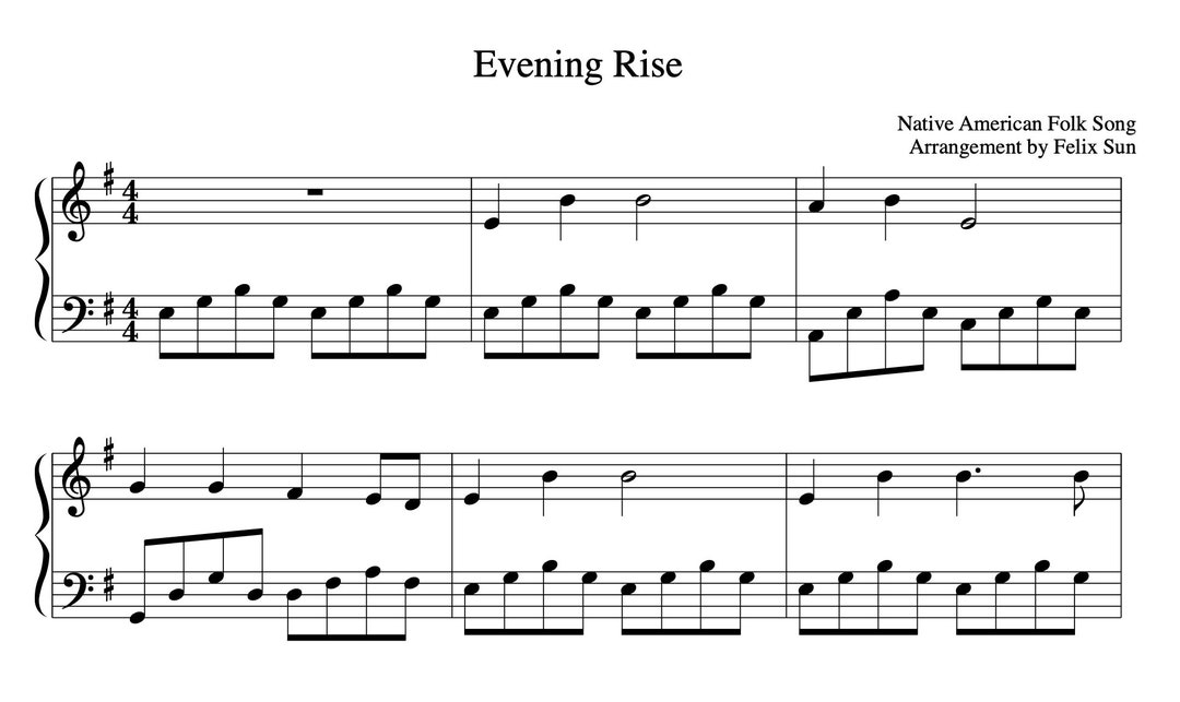 Evening Rise (native American Folk Song) - Piano Sheet Music ...