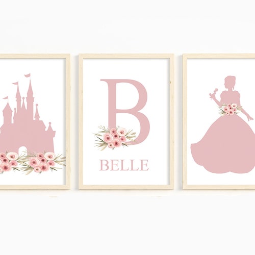 Personalised Princess Prints Set of 3 Nursery Decor Nursery - Etsy